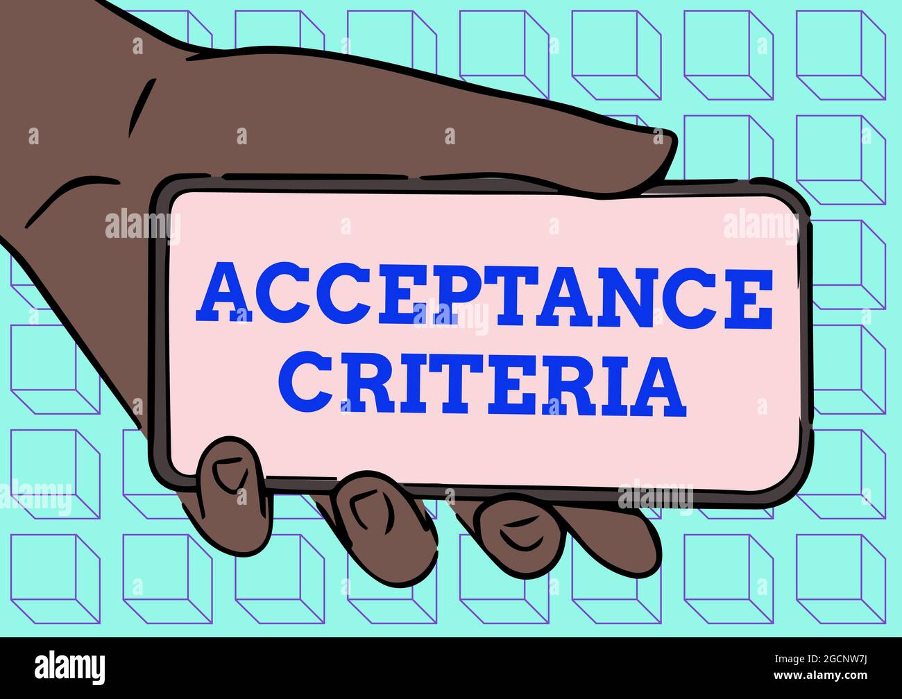 Text sign showing Acceptance Criteria. Business concept Specified ...