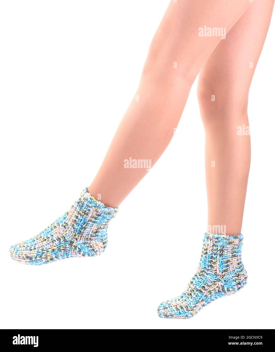 Female legs in colorful socks, isolated on white Stock Photo - Alamy