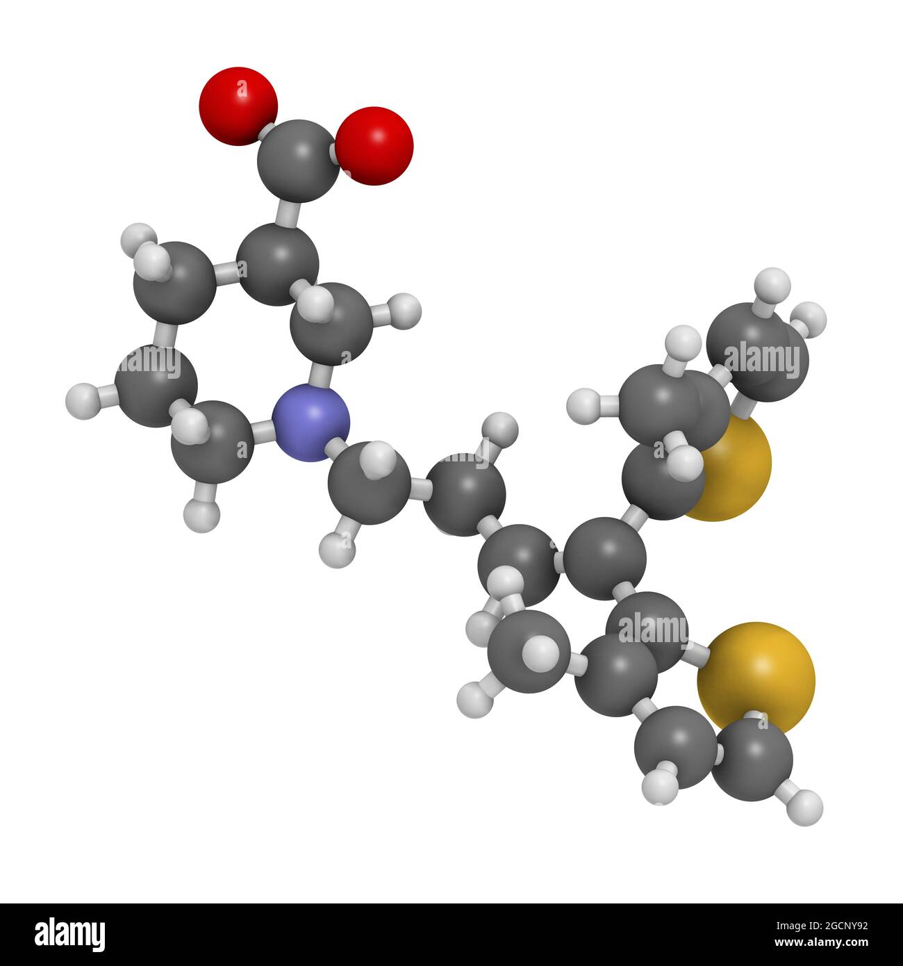 Tiagabine epilepsy drug molecule. 3D rendering Stock Photo - Alamy