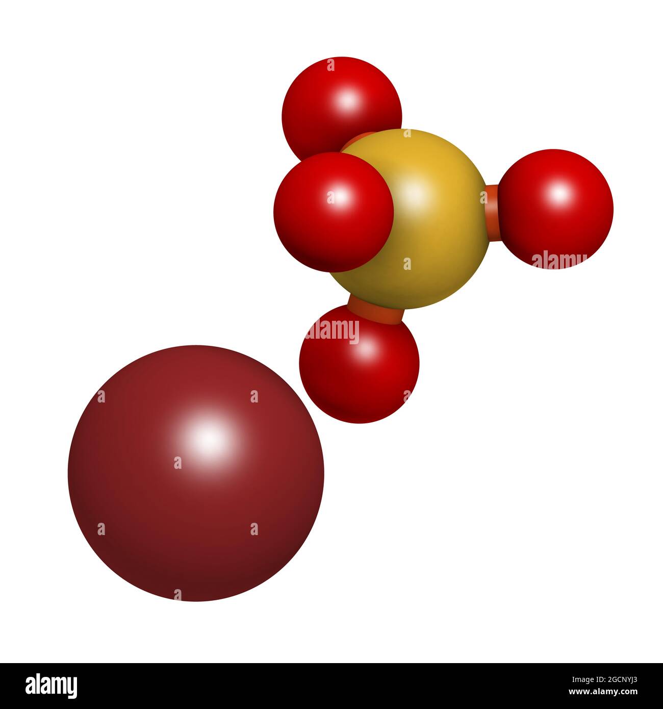 Zinc sulfate, chemical structure. 3D rendering. Atoms are repres Stock ...