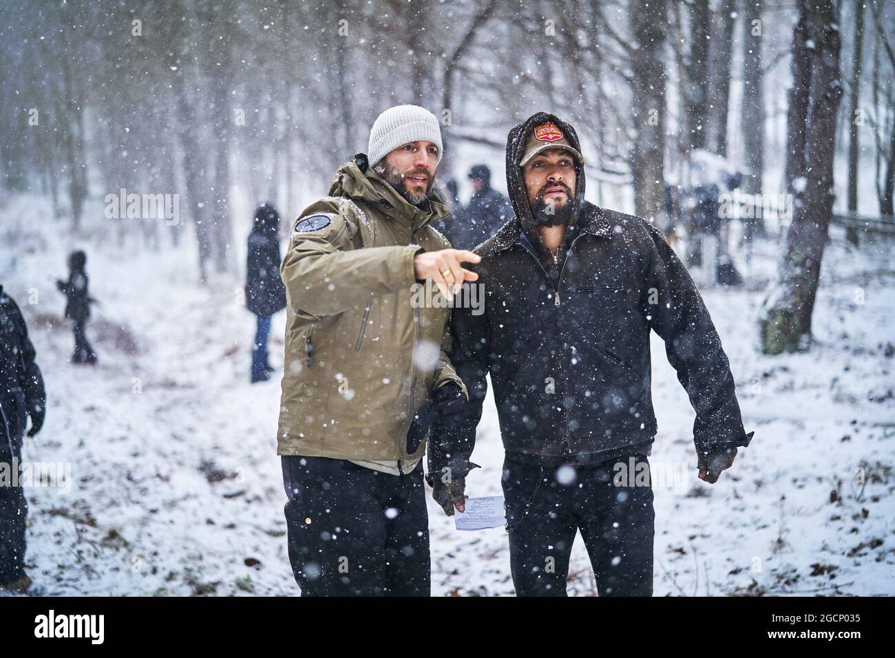 SWEET GIRL, from left: director Brian Andrew Mendoza, Jason Momoa, on set, 2021. ph: Clay Enos ...