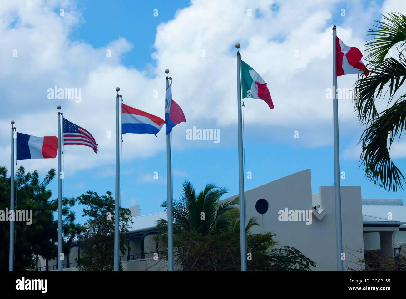 flags of several states in the city center of Saint Martin Stock Photo ...