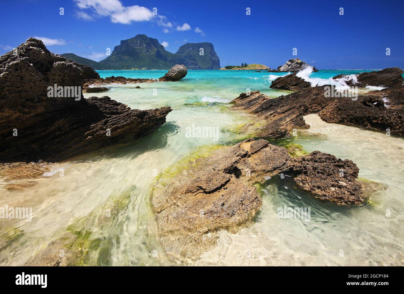 view from the beach of mount gower on lord howe island Stock Photo - Alamy