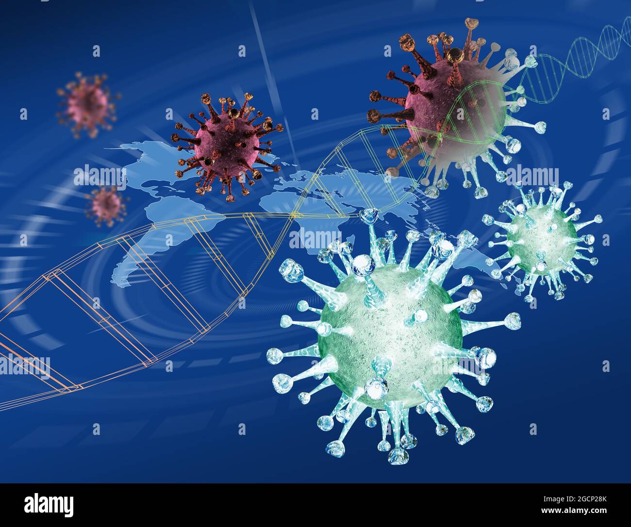3D illustration of infectious SARS-CoV-2 delta virus cells Stock Photo ...