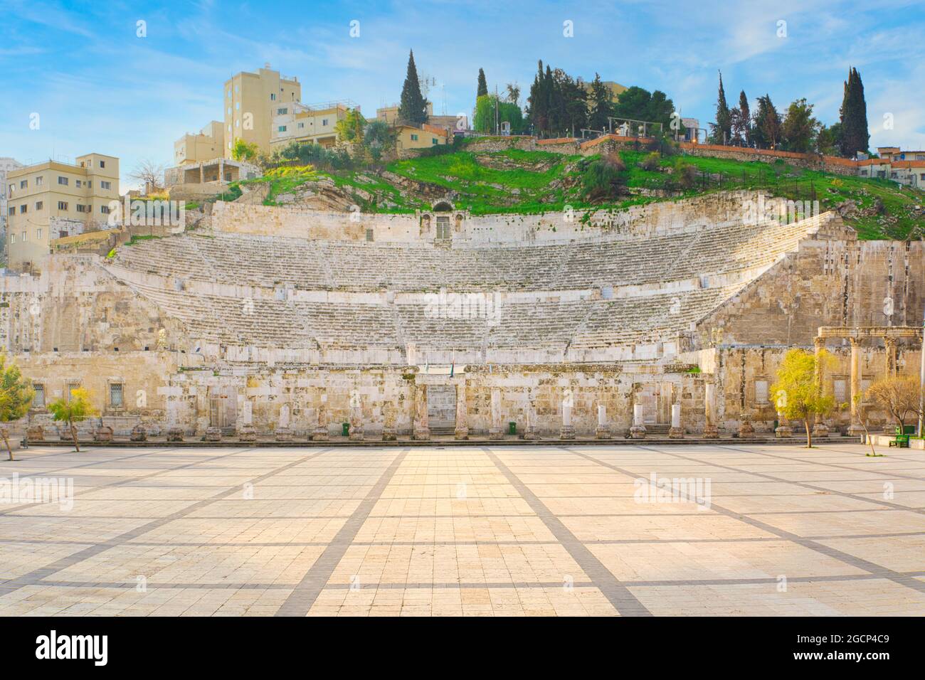 Front view of the historical Roman Theatre of Amman, Jordan Stock Photo ...