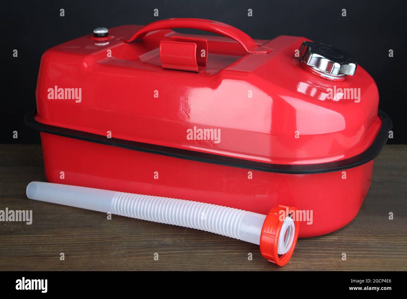 Red diesel canister on grey background Stock Photo - Alamy