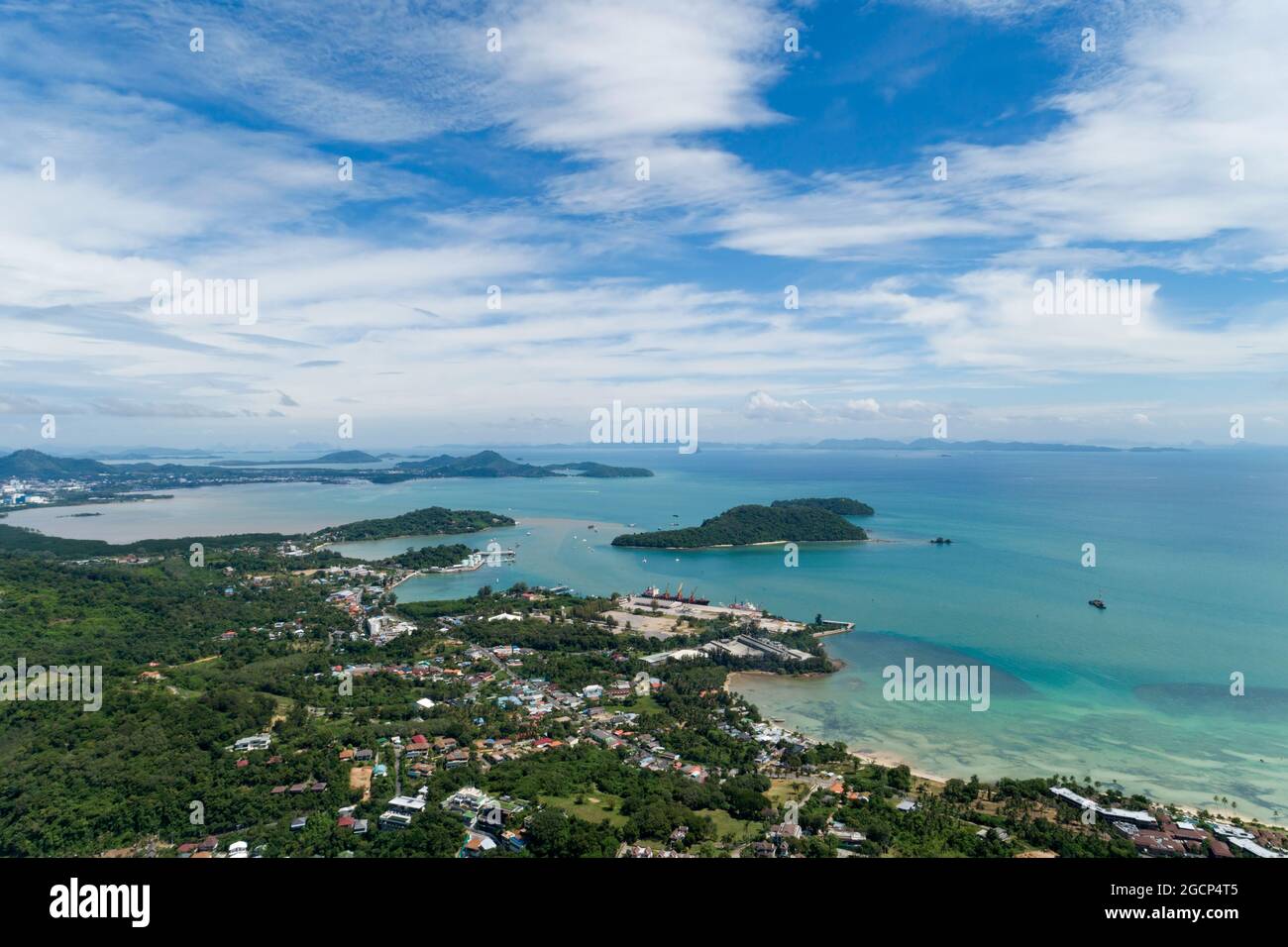 High angle view Phuket island and harbor located in Phuket Thailand ...