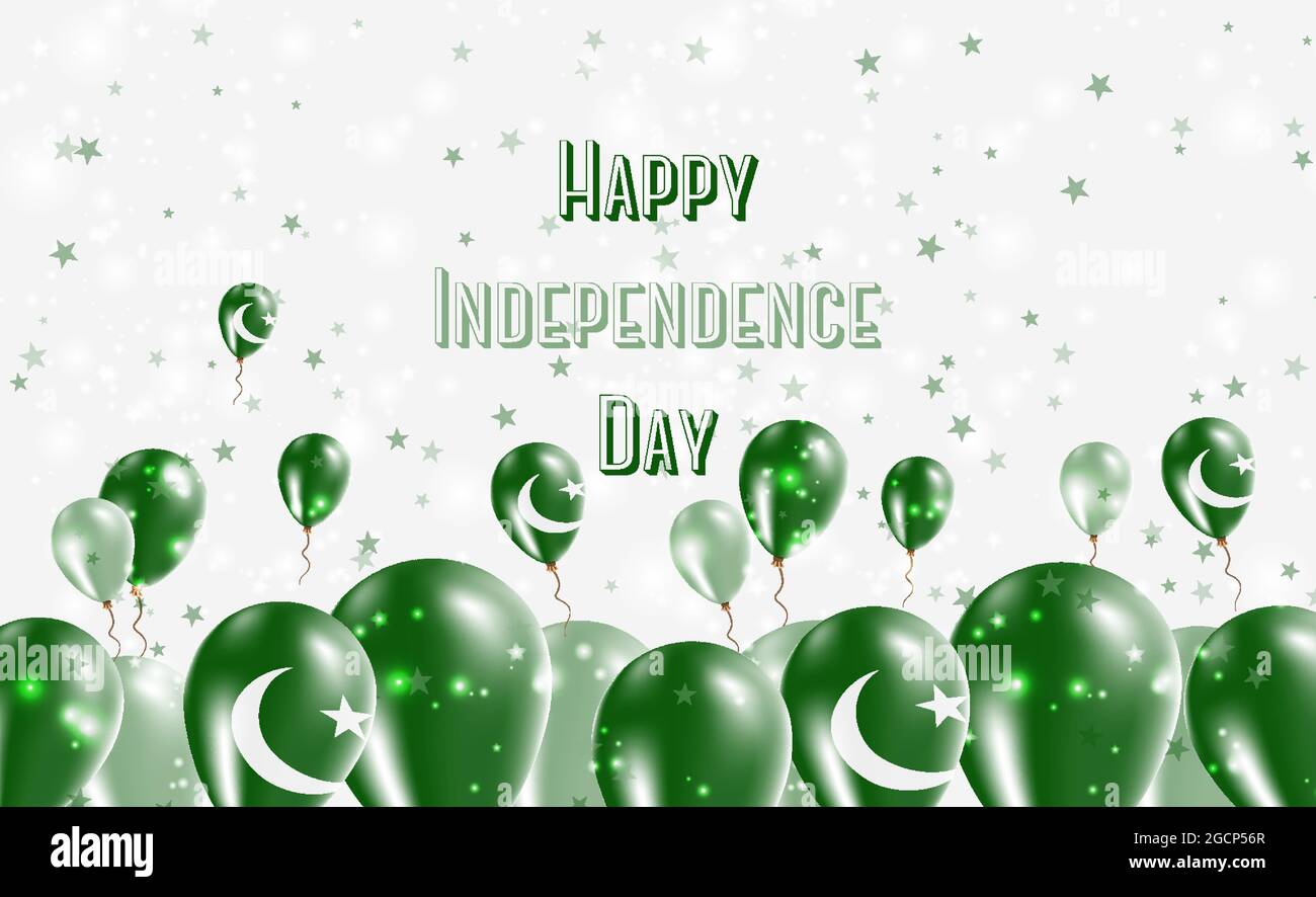 Pakistan Independence Day Patriotic Design. Balloons in Pakistani ...