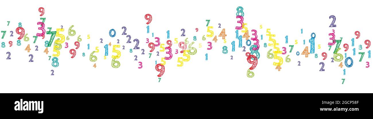 Falling colorful orderly numbers. Math study concept with flying digits ...