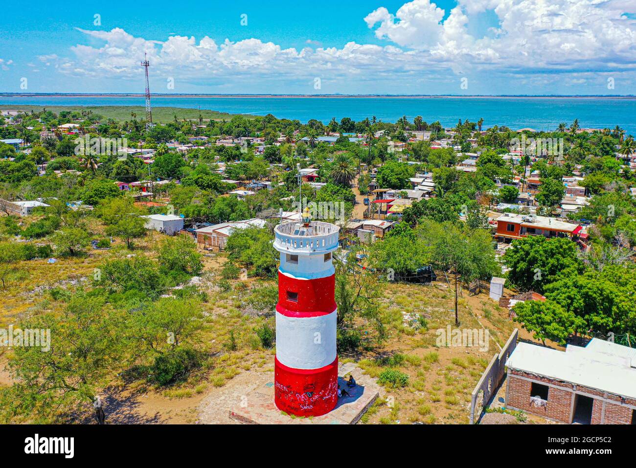 Lighthouse in the bay of Yavaros for maritime navigation. Yavaros ...