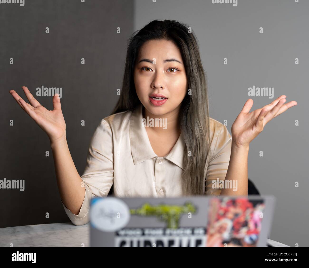Edgy Asian Female Data Scientist Explaining Analytics Results Stock ...