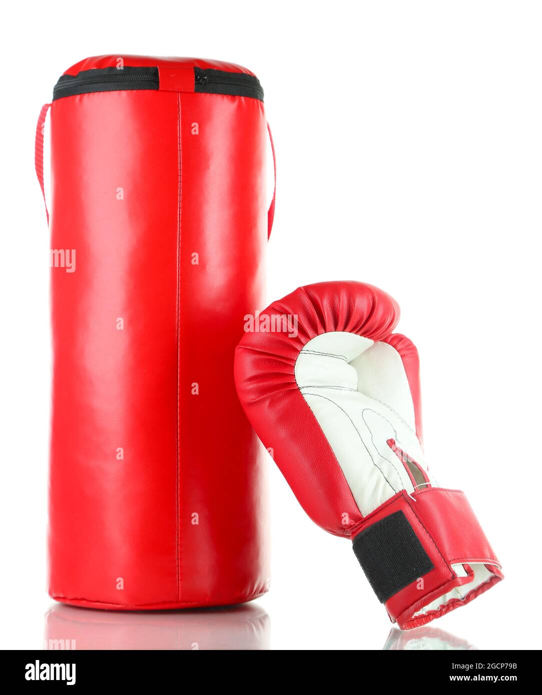 Boxing gloves and punching bag, isolated on white Stock Photo - Alamy