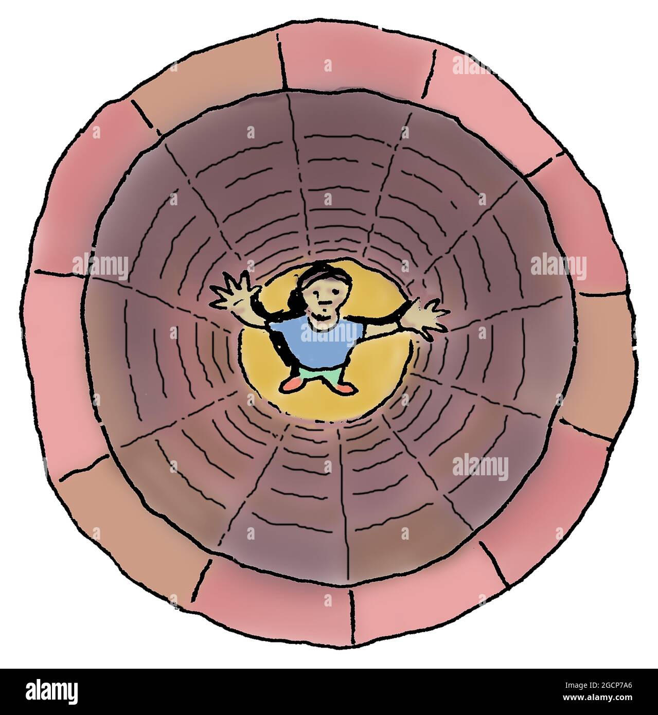 Man stuck in a well Stock Photo - Alamy