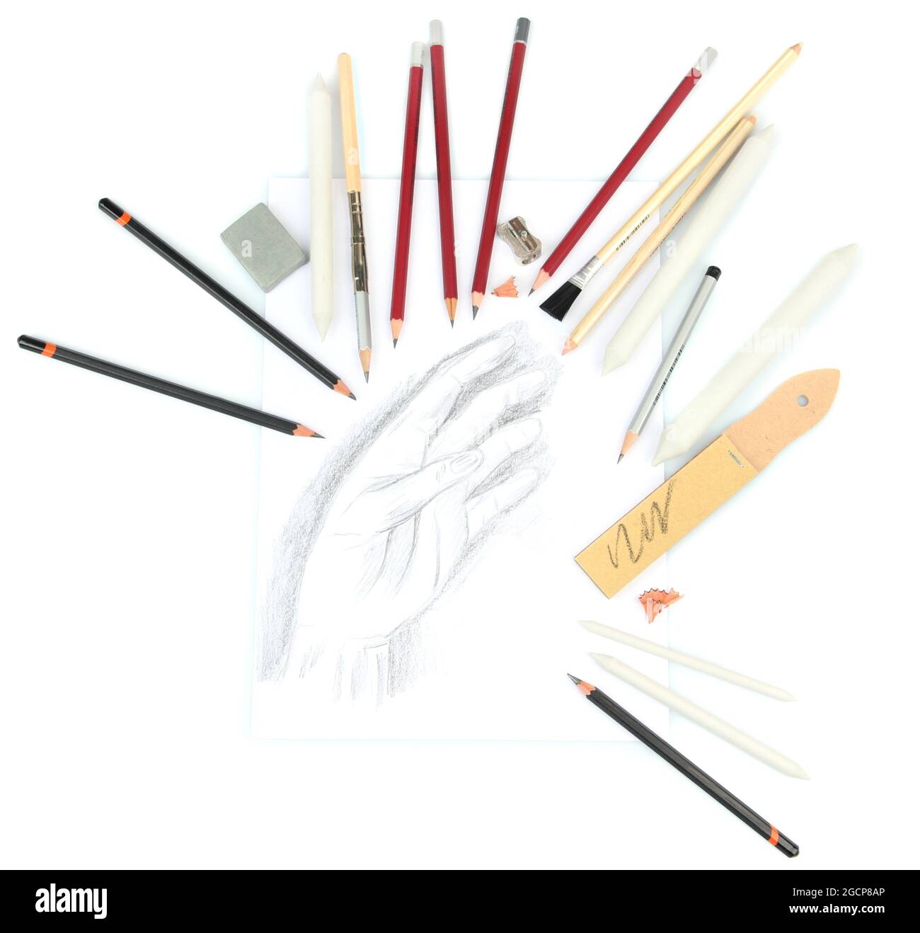 Professional art materials and sketch, isolated on white Stock Photo ...