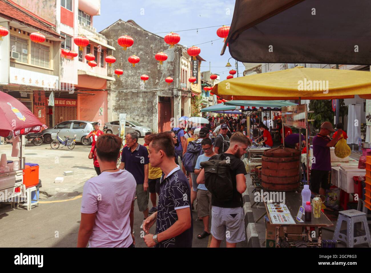 Street markets of Georgetown during the Chinese New Year decorated with ...