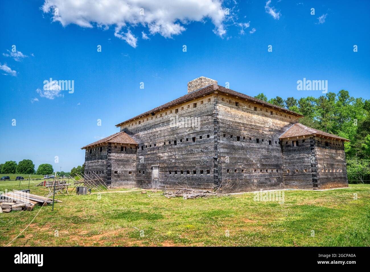 The reconstructed Fort Dobbs, a North Carolina Historic Site from the ...