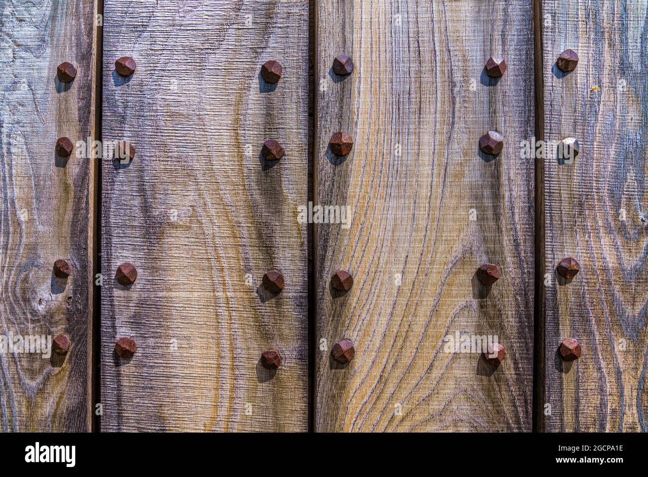 Detail of the metal bolt studded door of Fort Dobbs, a North Carolina ...