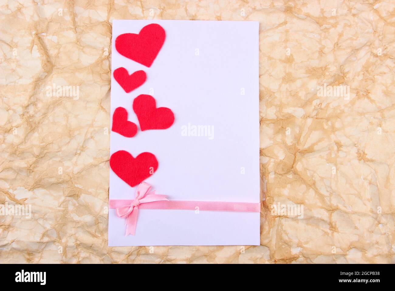 Beautiful romantic background with decorative hearts Stock Photo - Alamy