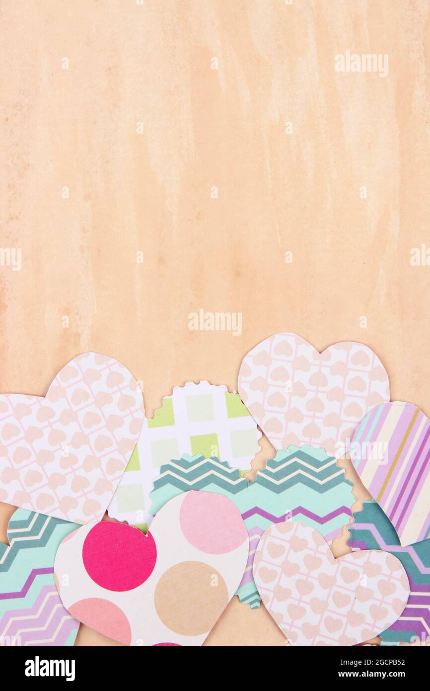Beautiful romantic background with decorative hearts Stock Photo - Alamy