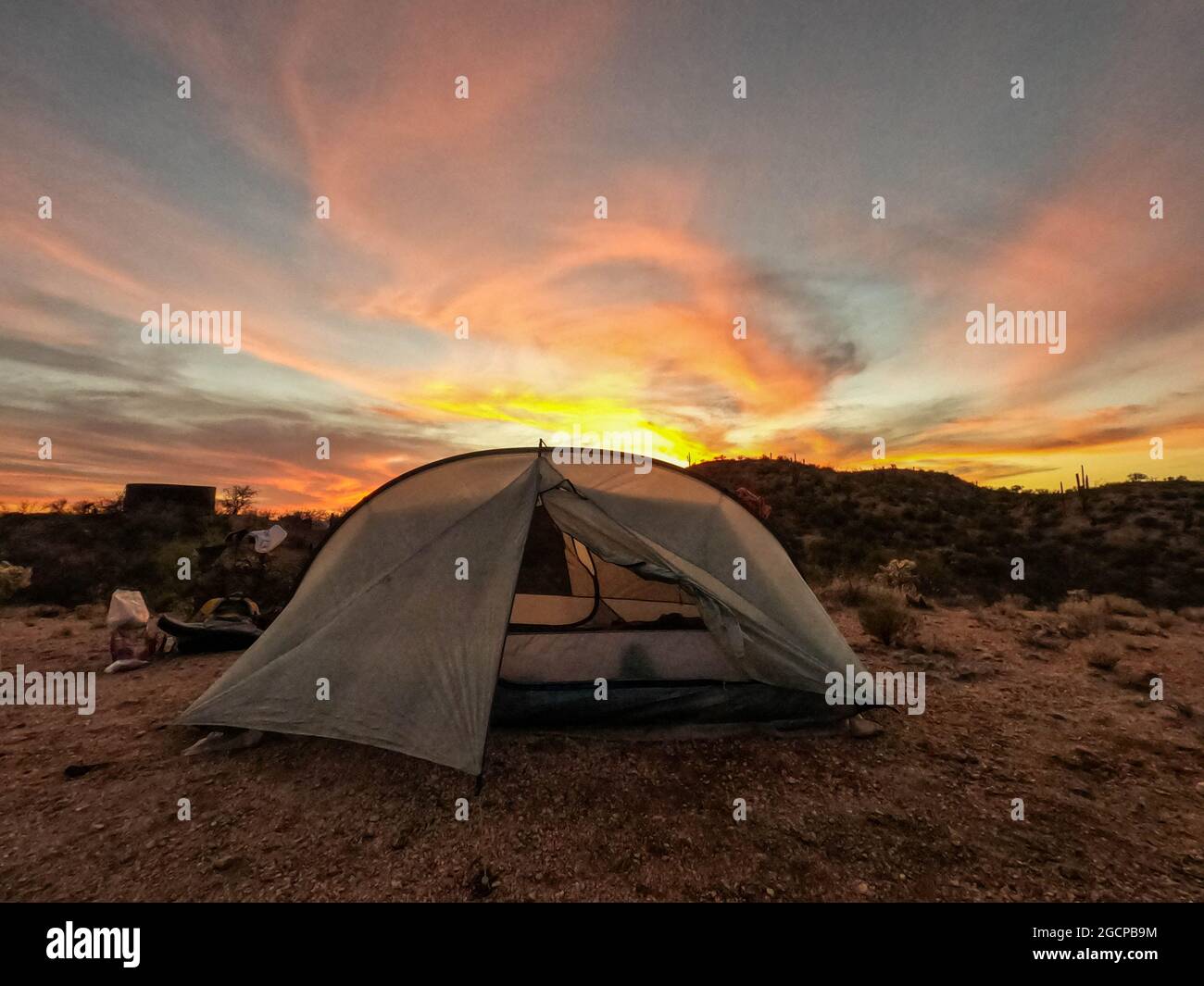 Sunset camping at the Arizona Trail, Arizona, US Stock Photo - Alamy