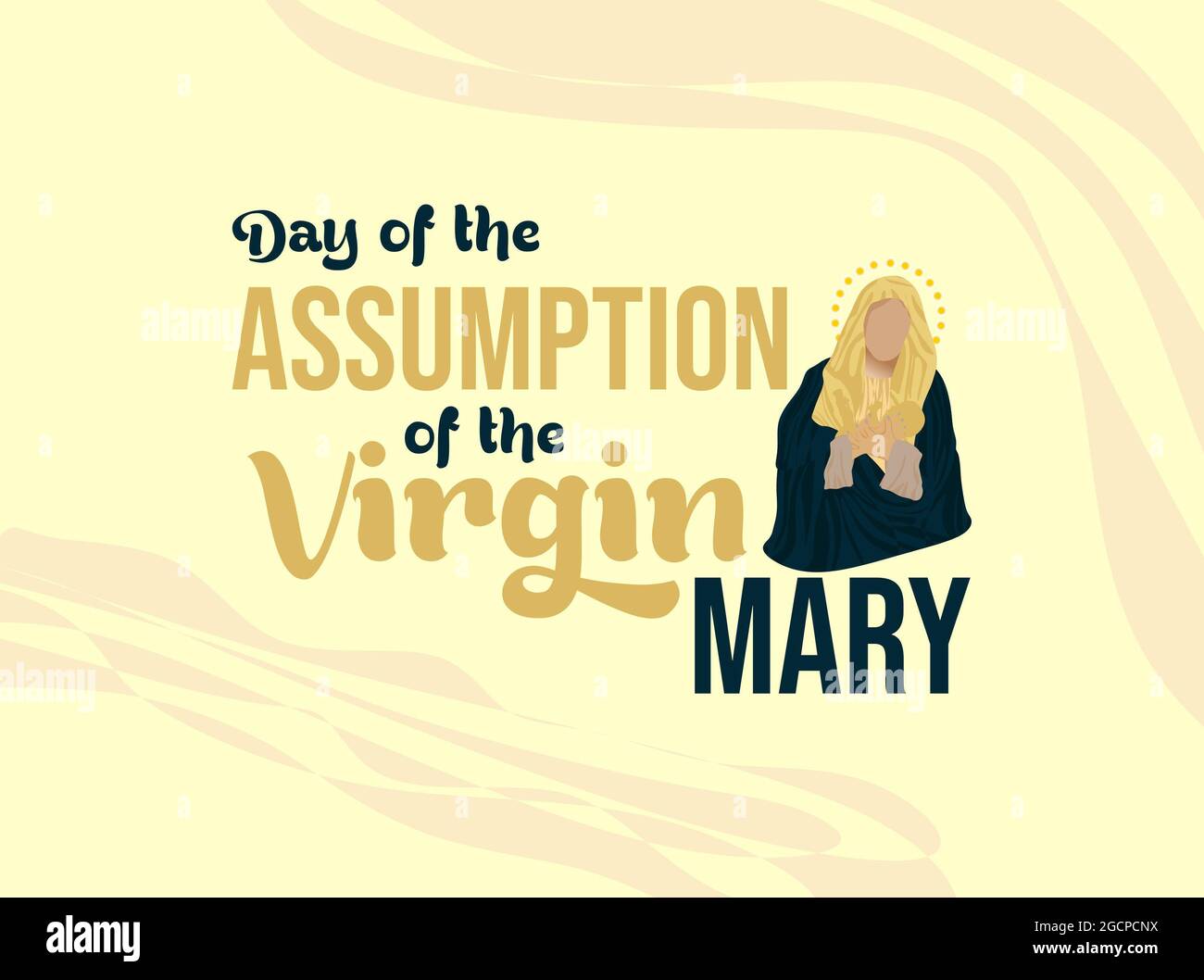 Day of the Assumption of the Virgin Mary. Virgin Mary banner and poster ...