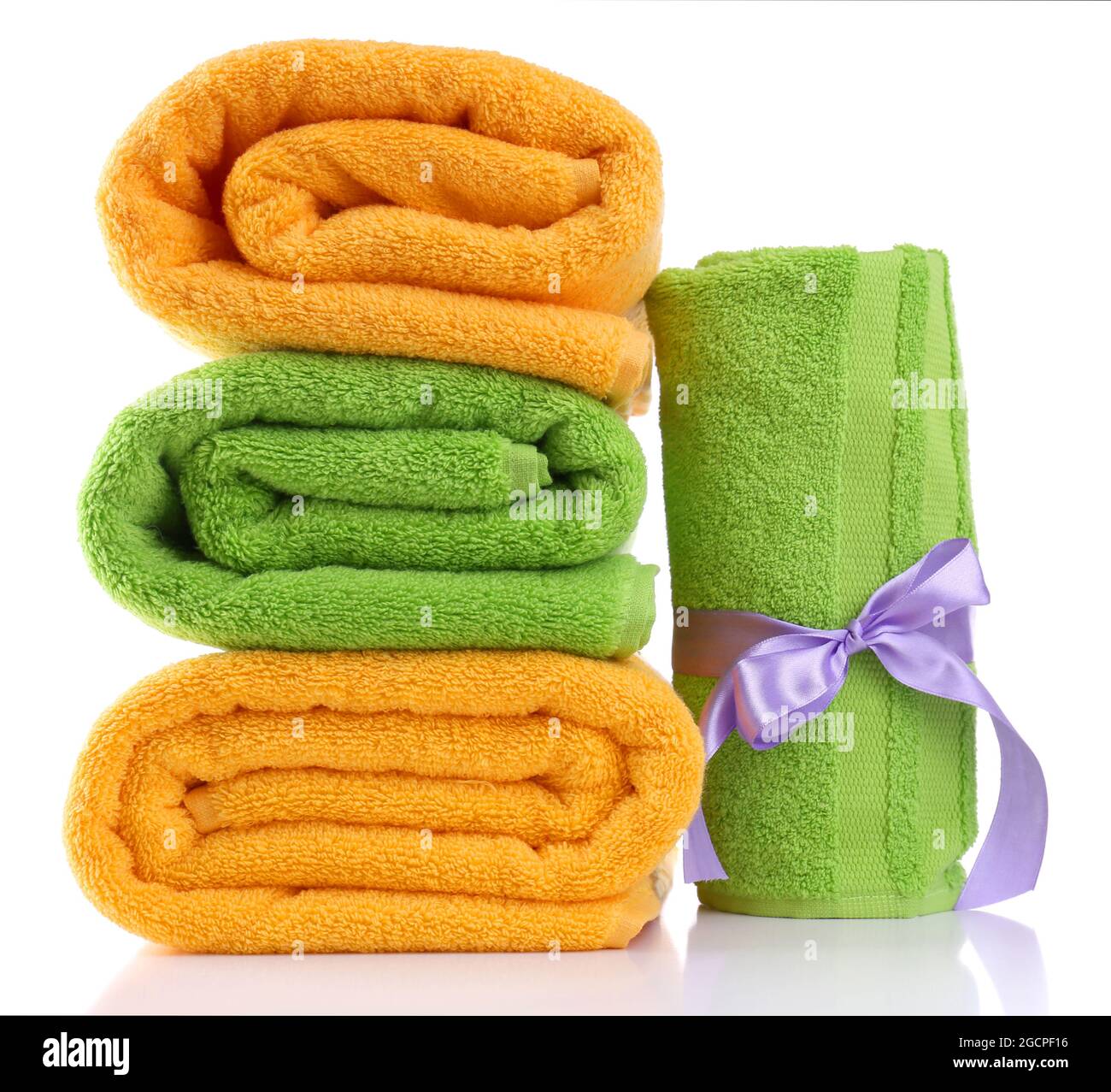 Colorful towels isolated on white Stock Photo - Alamy
