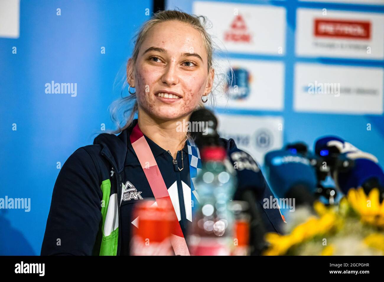 Zgornji Brnik, Slovenia. 09th Aug, 2021. Slovenian sport climber Janja ...