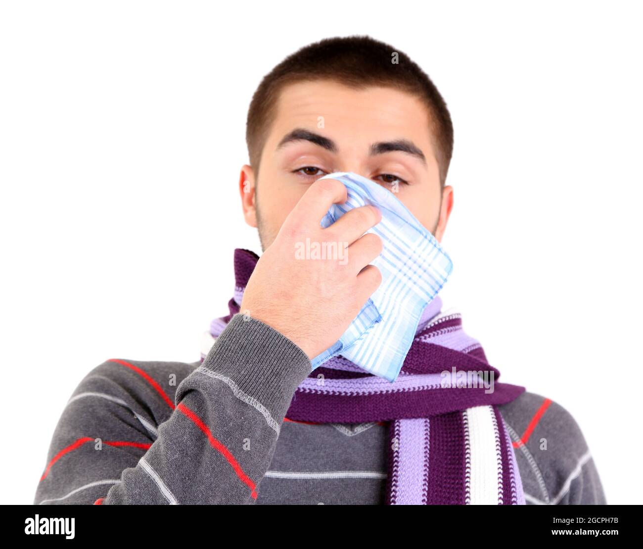 Sick young man, isolated on white Stock Photo - Alamy