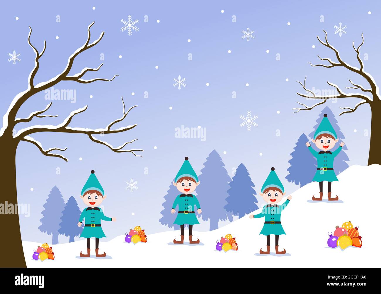 Merry Christmas Cute Cartoon Dwarf little fantasy, Santa Claus And ...
