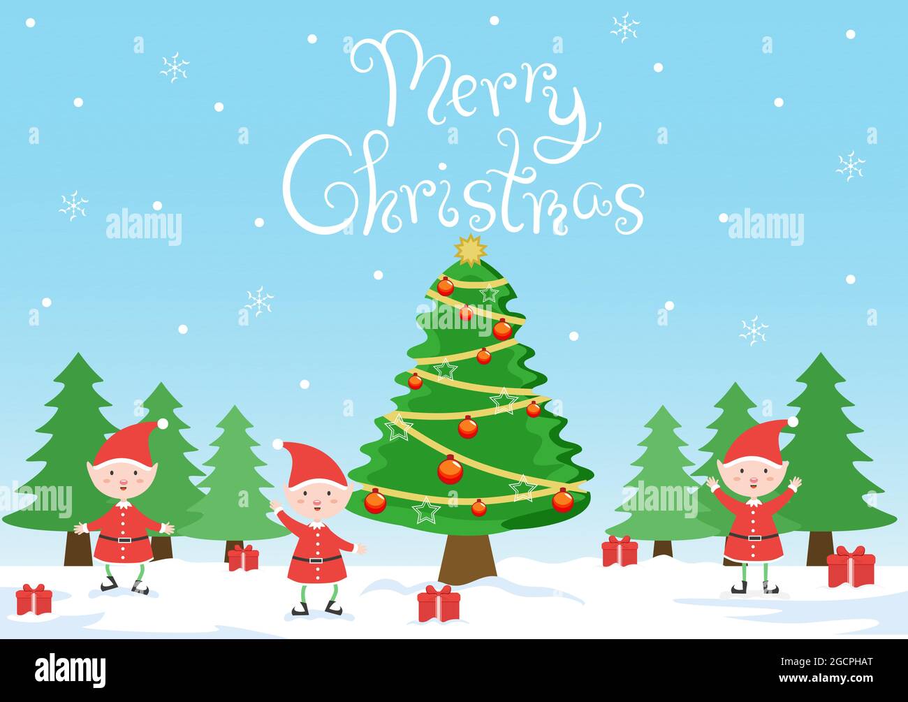 Merry Christmas Cute Cartoon Dwarf little fantasy, Santa Claus And ...