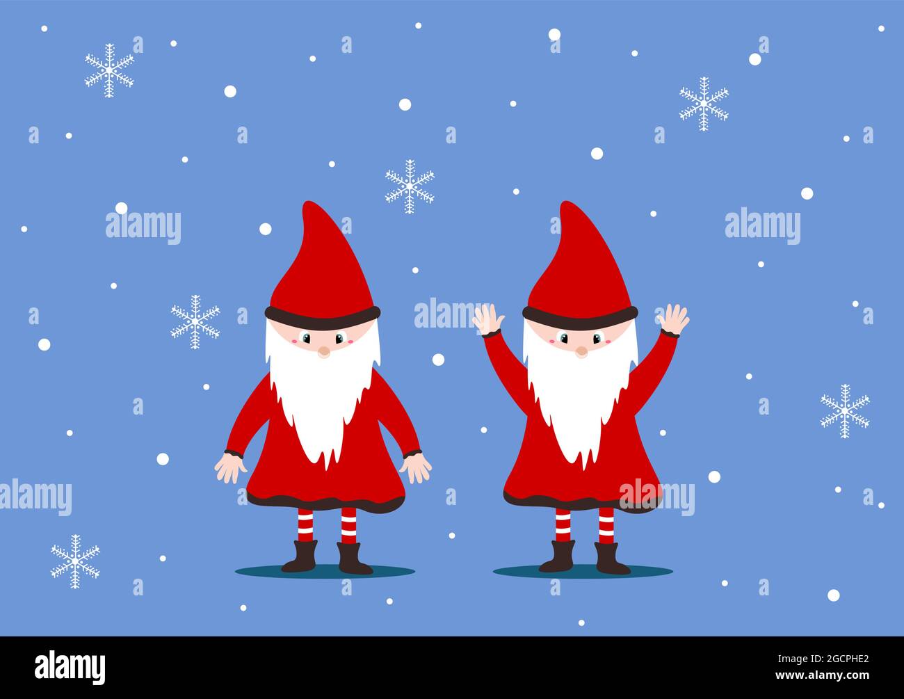 Merry Christmas Cute Cartoon Dwarf little fantasy, Santa Claus And ...