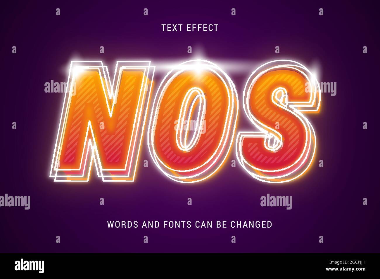 futuristic nos text effect 100% editable isolated on dark background ...