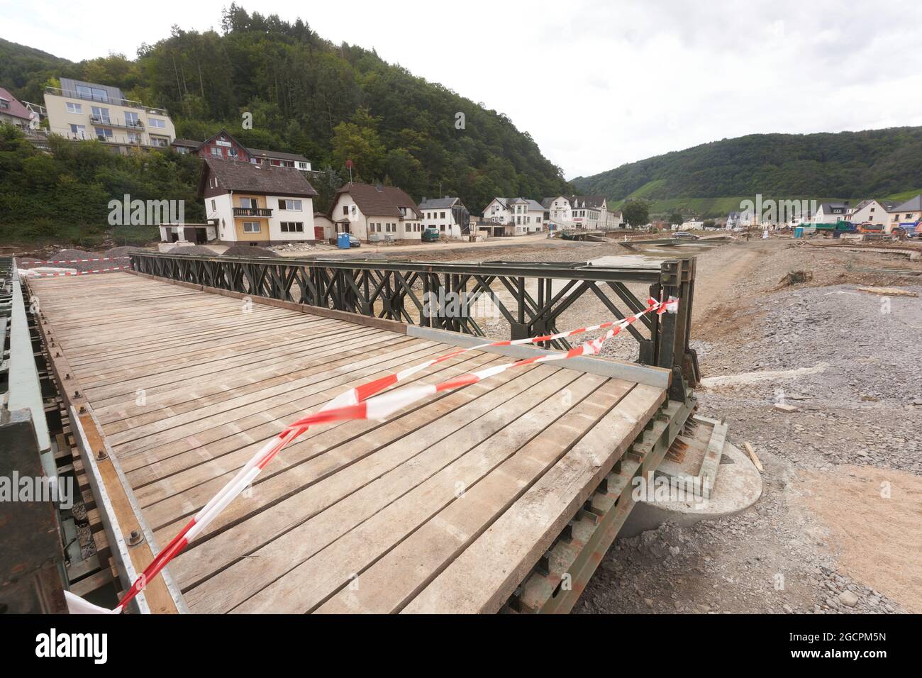 Dernau, Germany. 09th Aug, 2021. A temporary bridge in Dernau has been ...