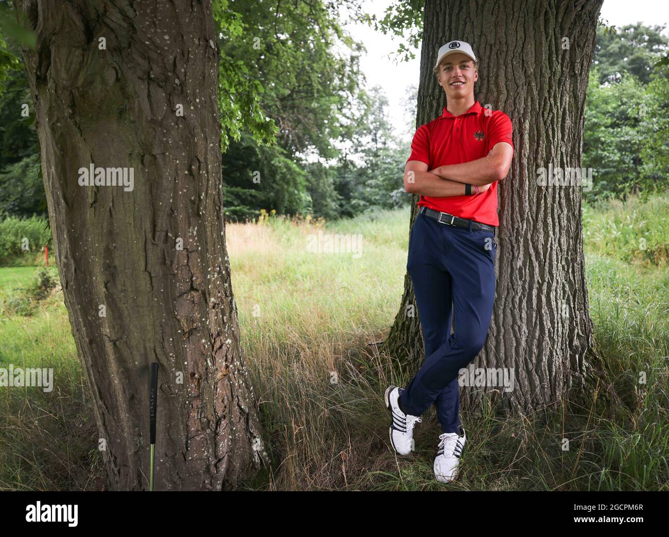 Alveslohe, Germany. 05th Aug, 2021. Tiger Christensen, golfer, smiles ...