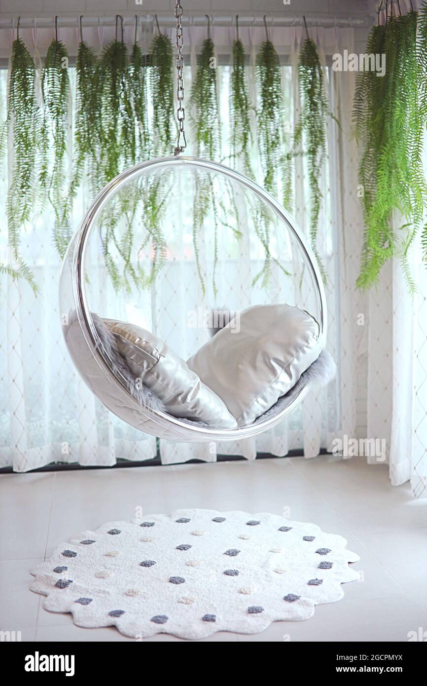 hanging chair Made of lightweight material.fastened with steel chain in ...