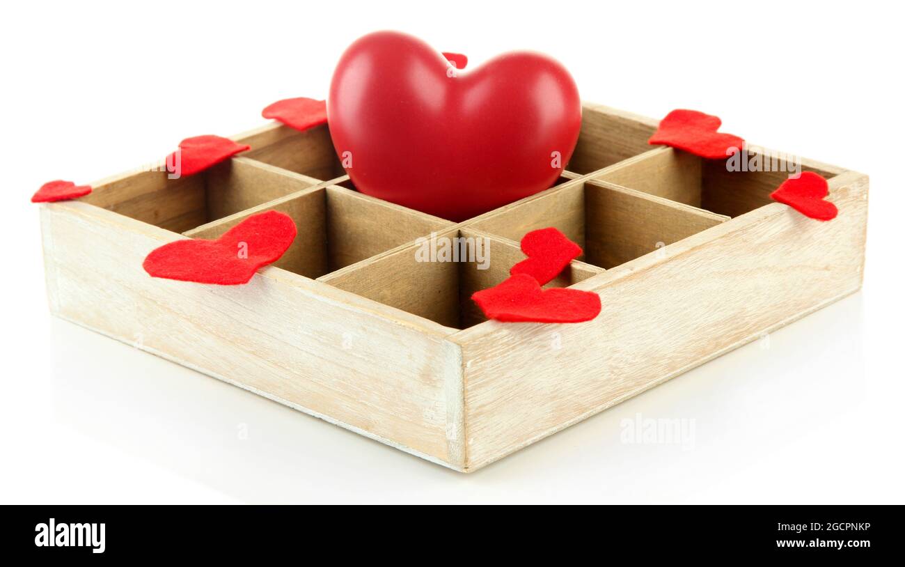 Heart in wooden casket, isolated on white background Stock Photo - Alamy