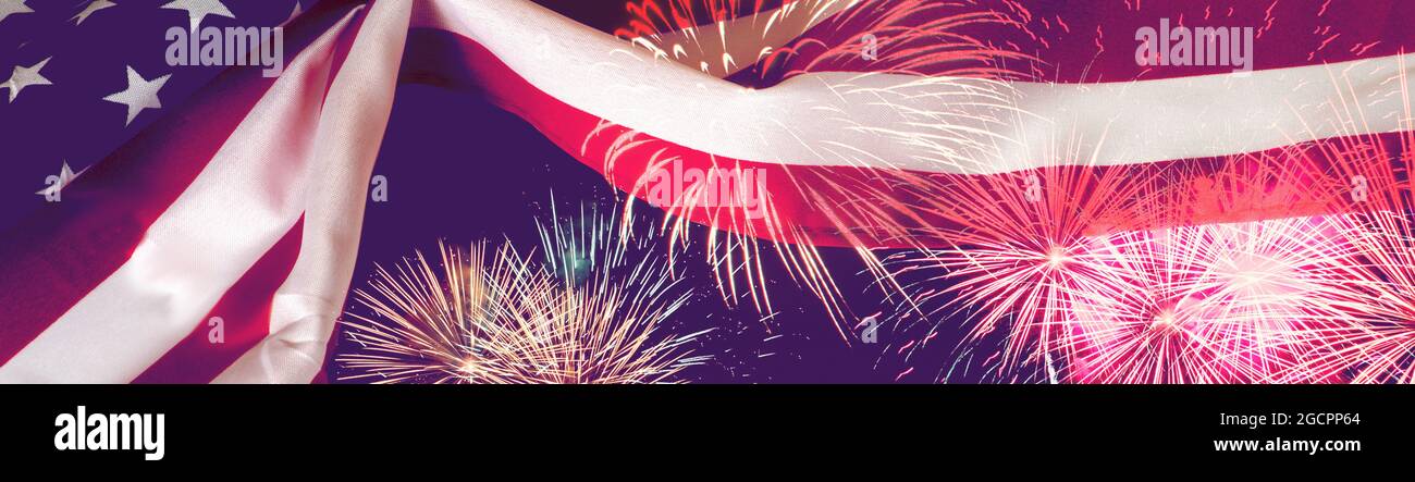 Flag of USA and fireworks Stock Photo - Alamy