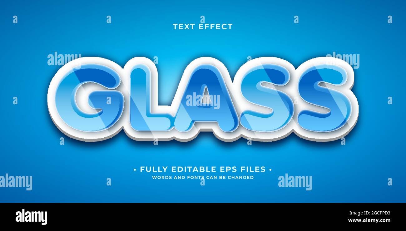 clean glossy blue glass text effect isolated editable vector eps cc ...