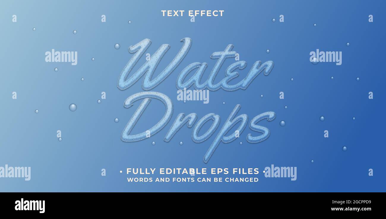 realistic flowing water text effect isolated on blue background ...