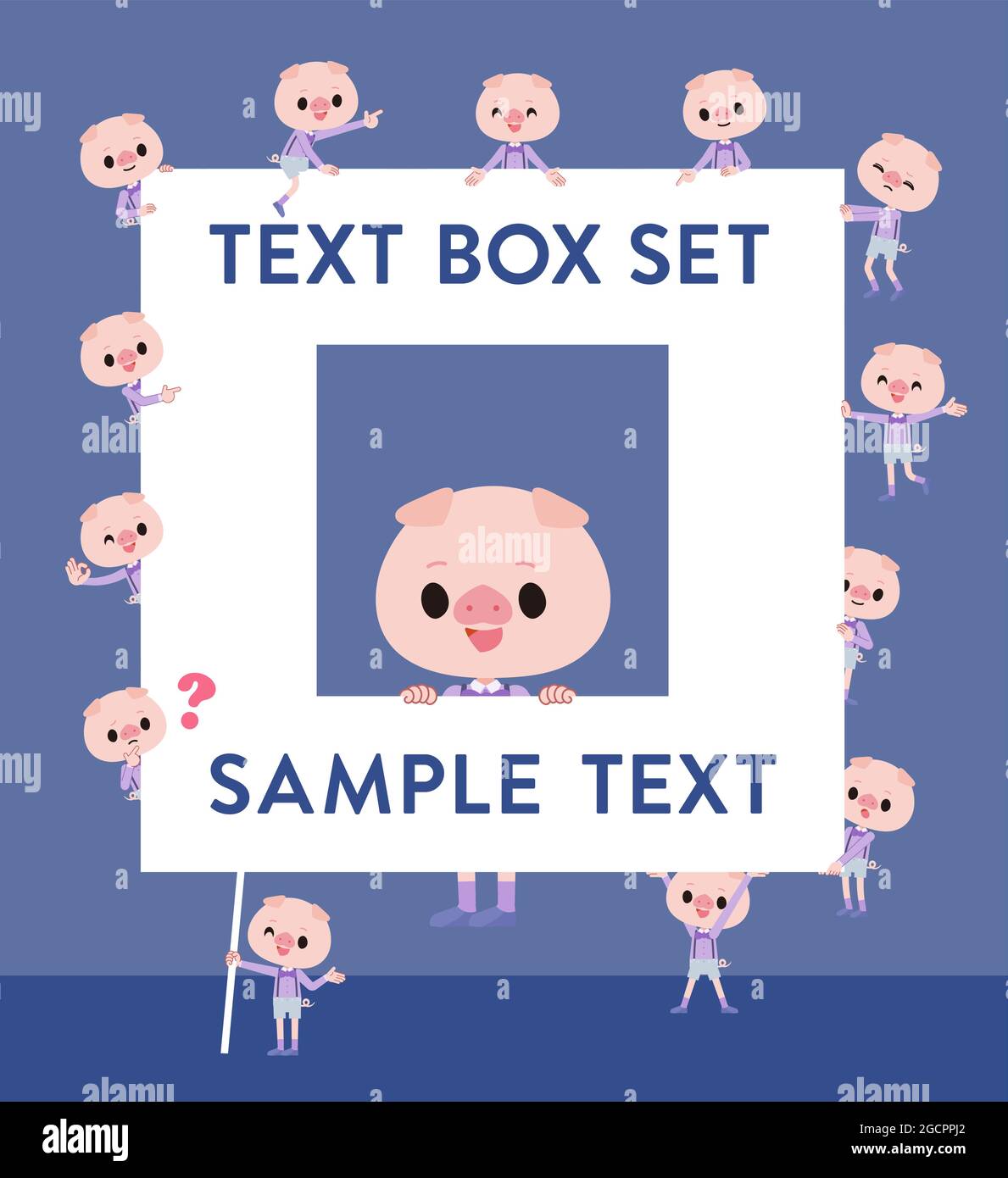 A set of Pig boy with a message board.It's vector art so it's easy to ...