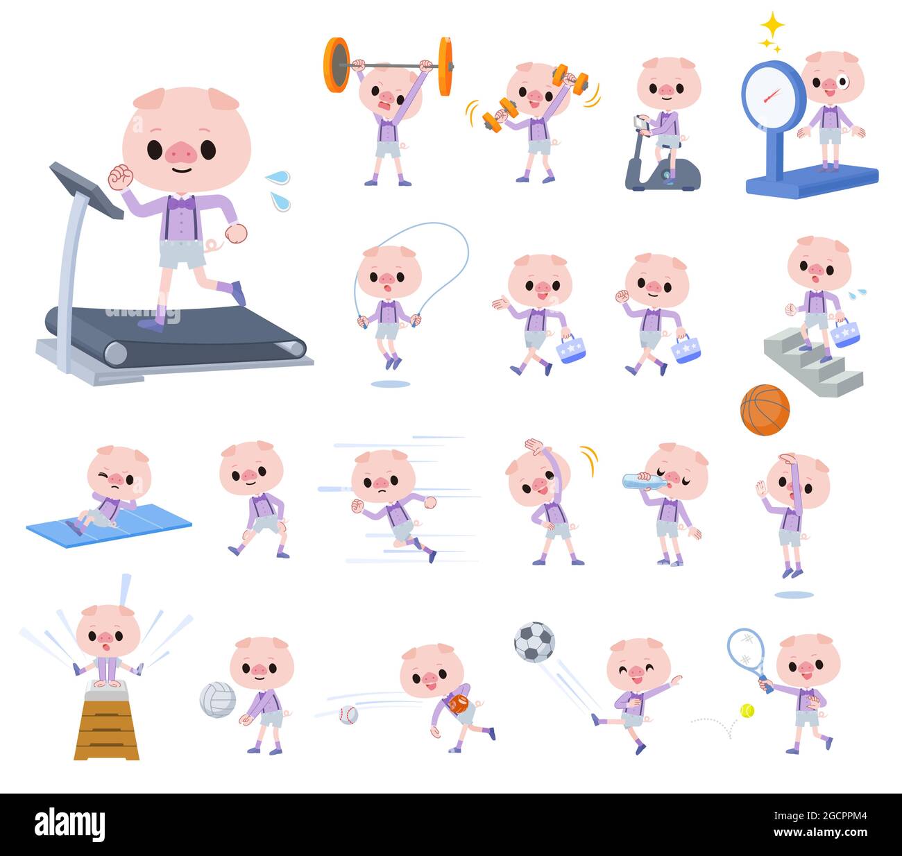 A set of Pig boy on exercise and sports.It's vector art so it's easy to ...