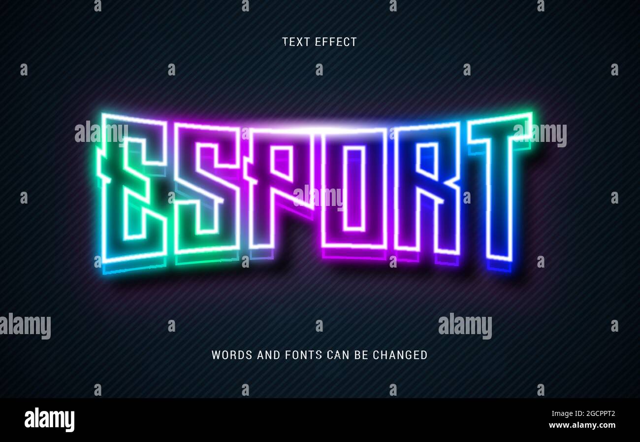 neon esport text effect 100% editable vector image Stock Vector Image ...