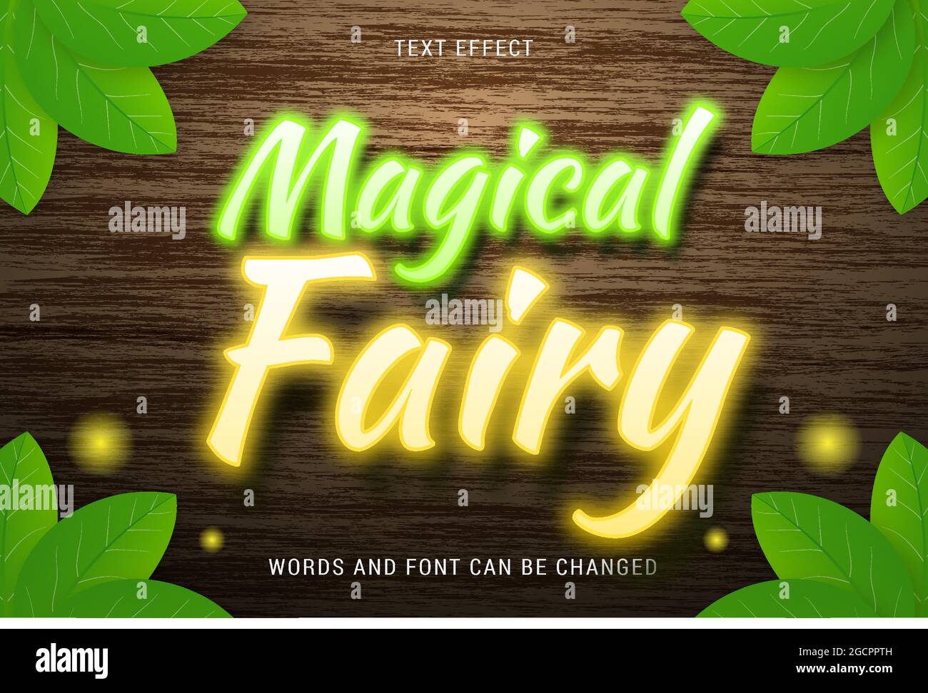 glowing magical forest text effect isolated on wood background Stock ...