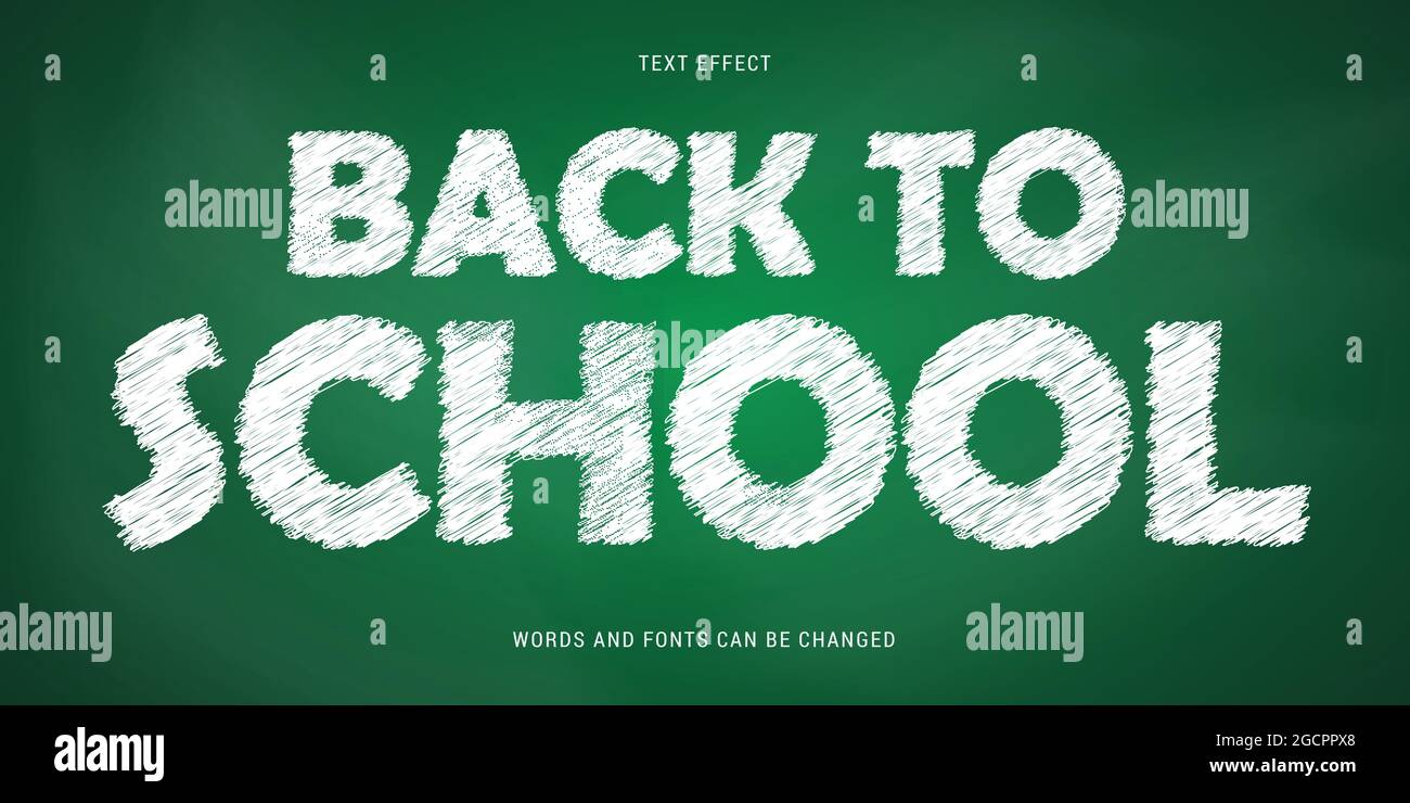 back to school text effect isolated on chalkboard background. editable ...