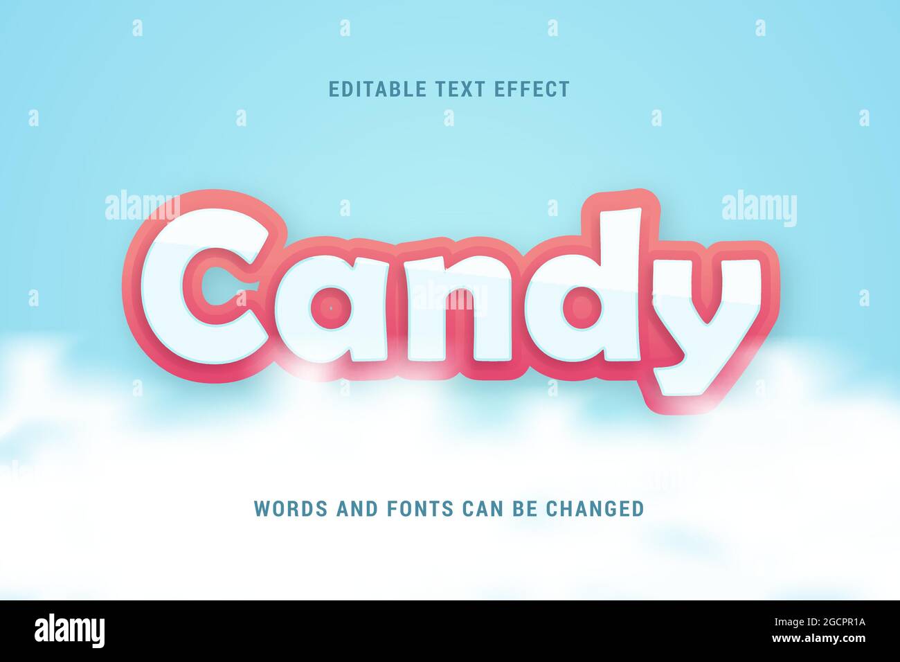 candy text effect with clouds 100% editable vector image Stock Vector ...