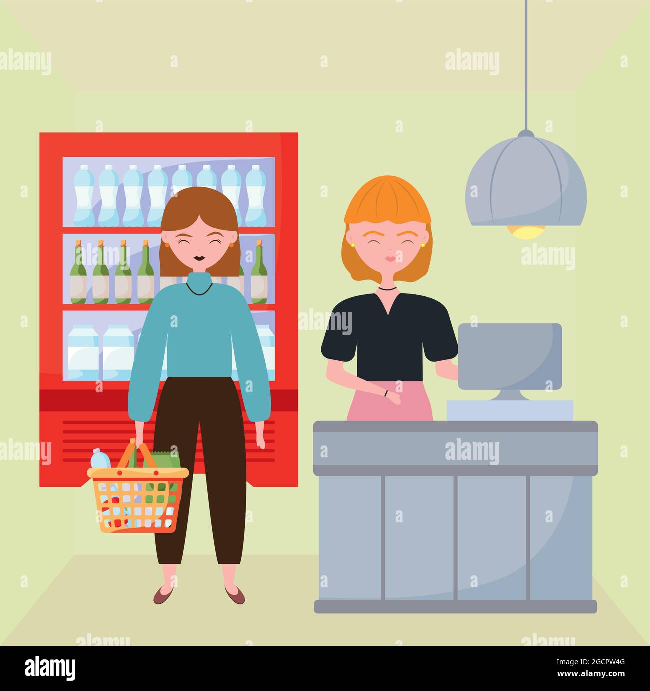 girl in cash register Stock Vector Image & Art - Alamy