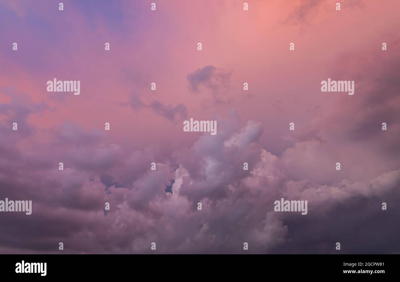 Dramatic sky and a view of infinity. Clouds in sunset, place for copy ...