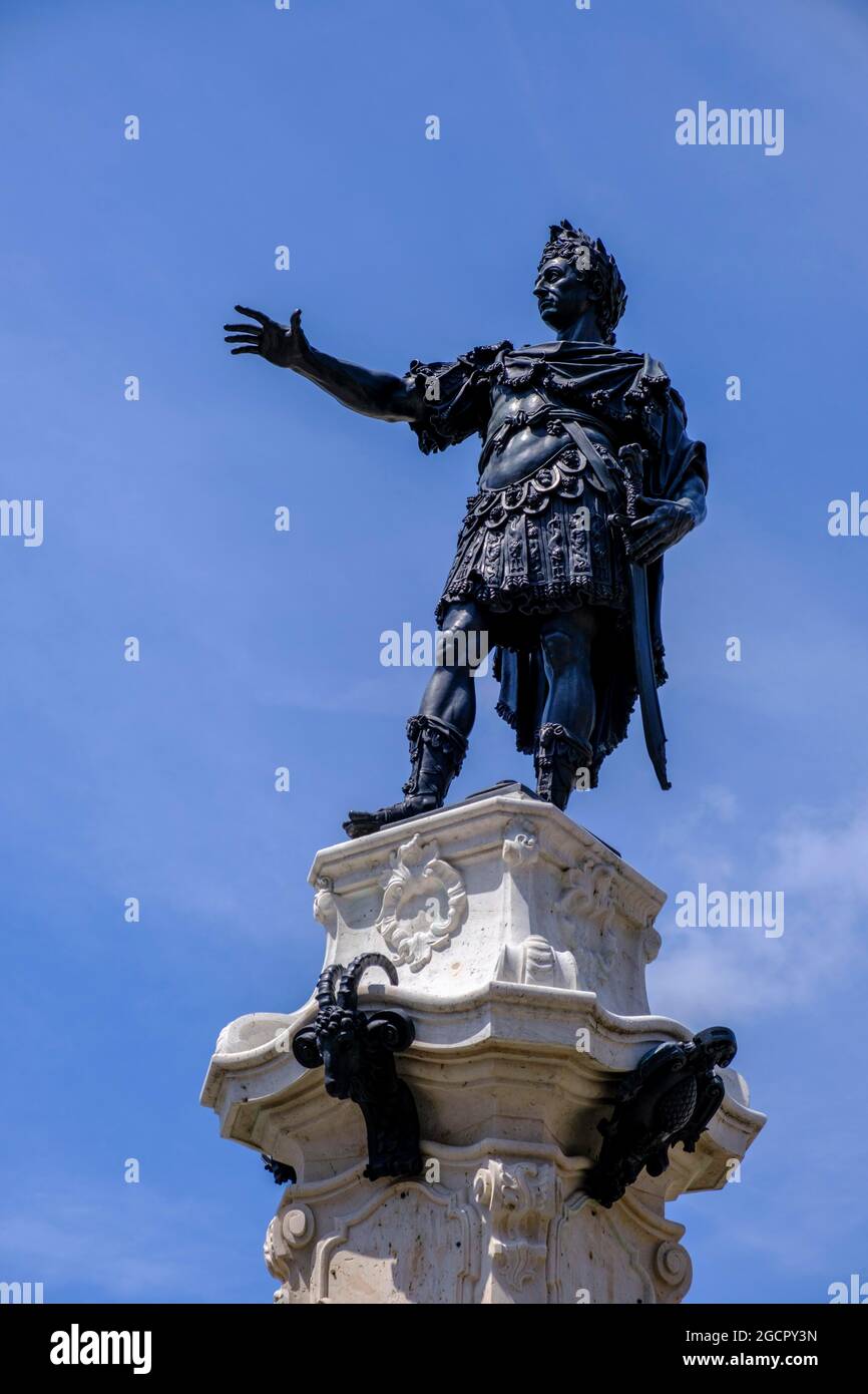 Statue of Roman Emperor Augustus, Augustus Fountain, Town Hall Square ...