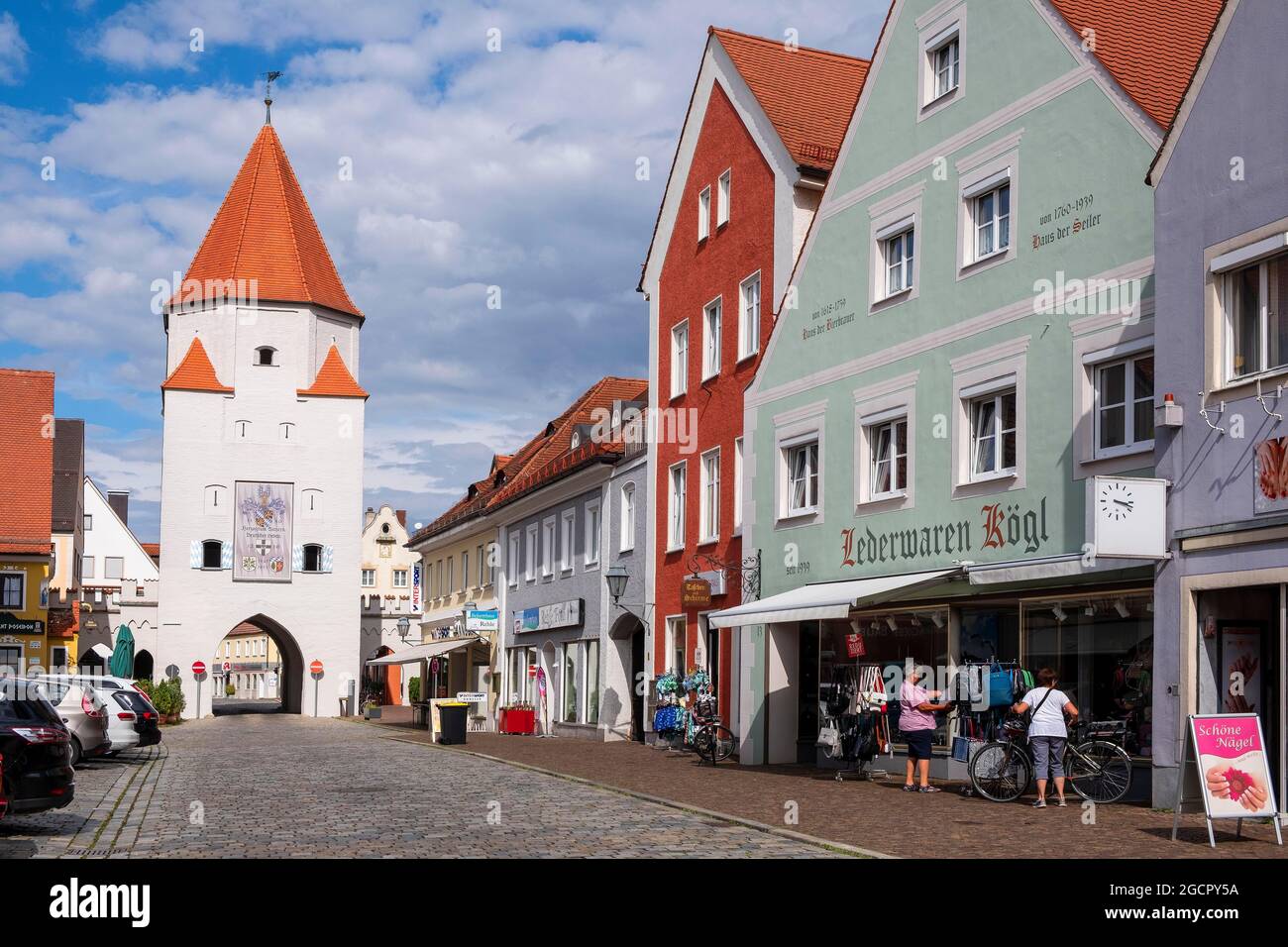 Lower Gate, Town Square, Aichach, Swabia, Bavaria, Germany Stock Photo ...