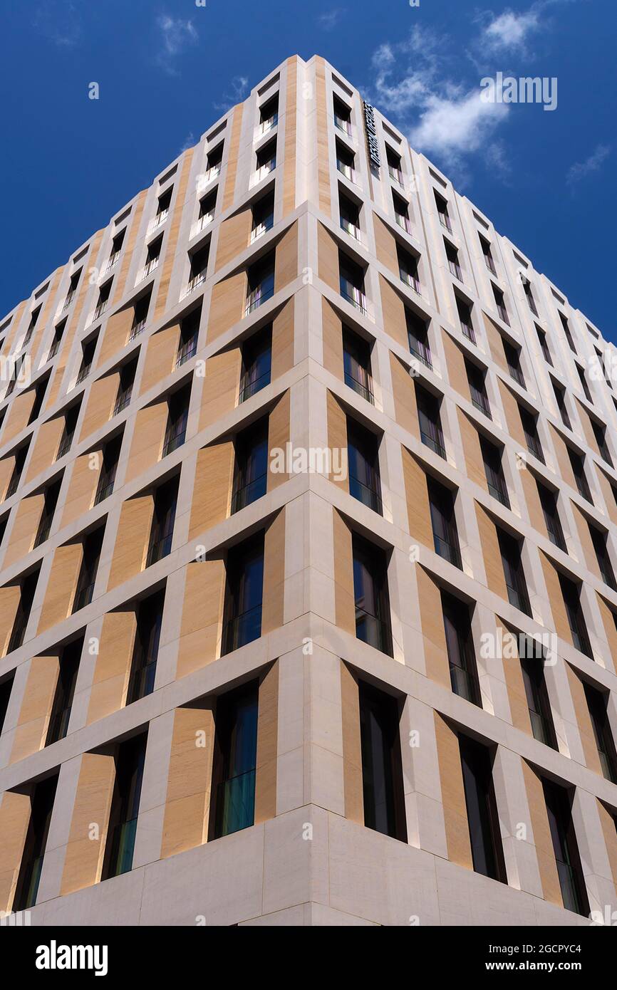Modern high-rise facade of a hotel, Nuremberg, Middle Franconia ...